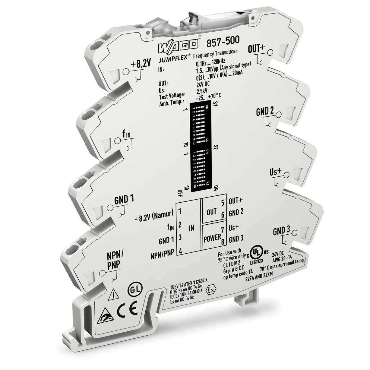 Conditionneur de signal analogique - 857-500 - WAGO - configurable / sur rail DIN