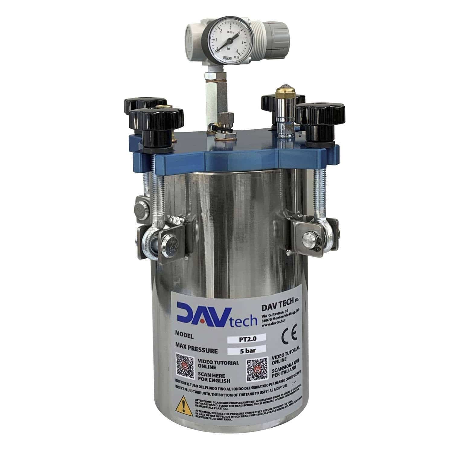 Réservoir pressurisé - PT2 - DAV TECH Srl - d'alimentation à pression / d'huile / pour colle ...