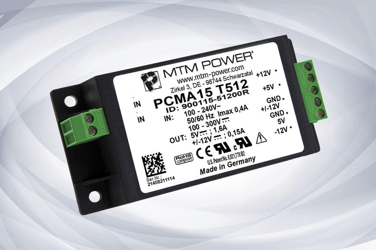 Alimentation électrique AC/DC - PCMA15 T series - MTM Power - DC/DC / à deux sorties / CE
