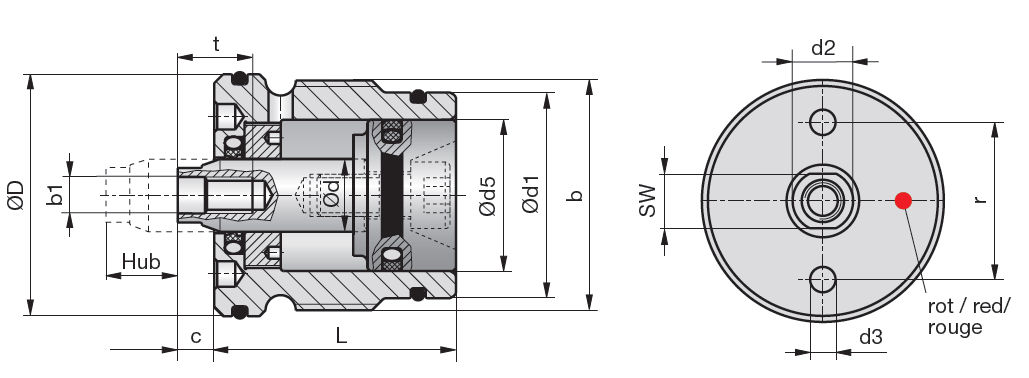 Vérin pneumatique - STRACK NORMALIEN - double effet / à faible course