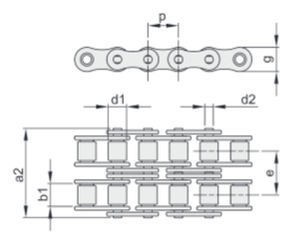 Chaîne de transmission / en métal / à rouleaux / double - Bea ISO B-2 ...