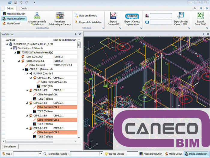 Logiciel BIM - Caneco BIM - ALPI - pour conception de systèmes électriques