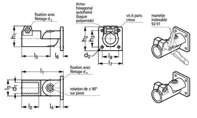 Connecteur de tube rond / en aluminium / articulé - 92-63 - Emile ...
