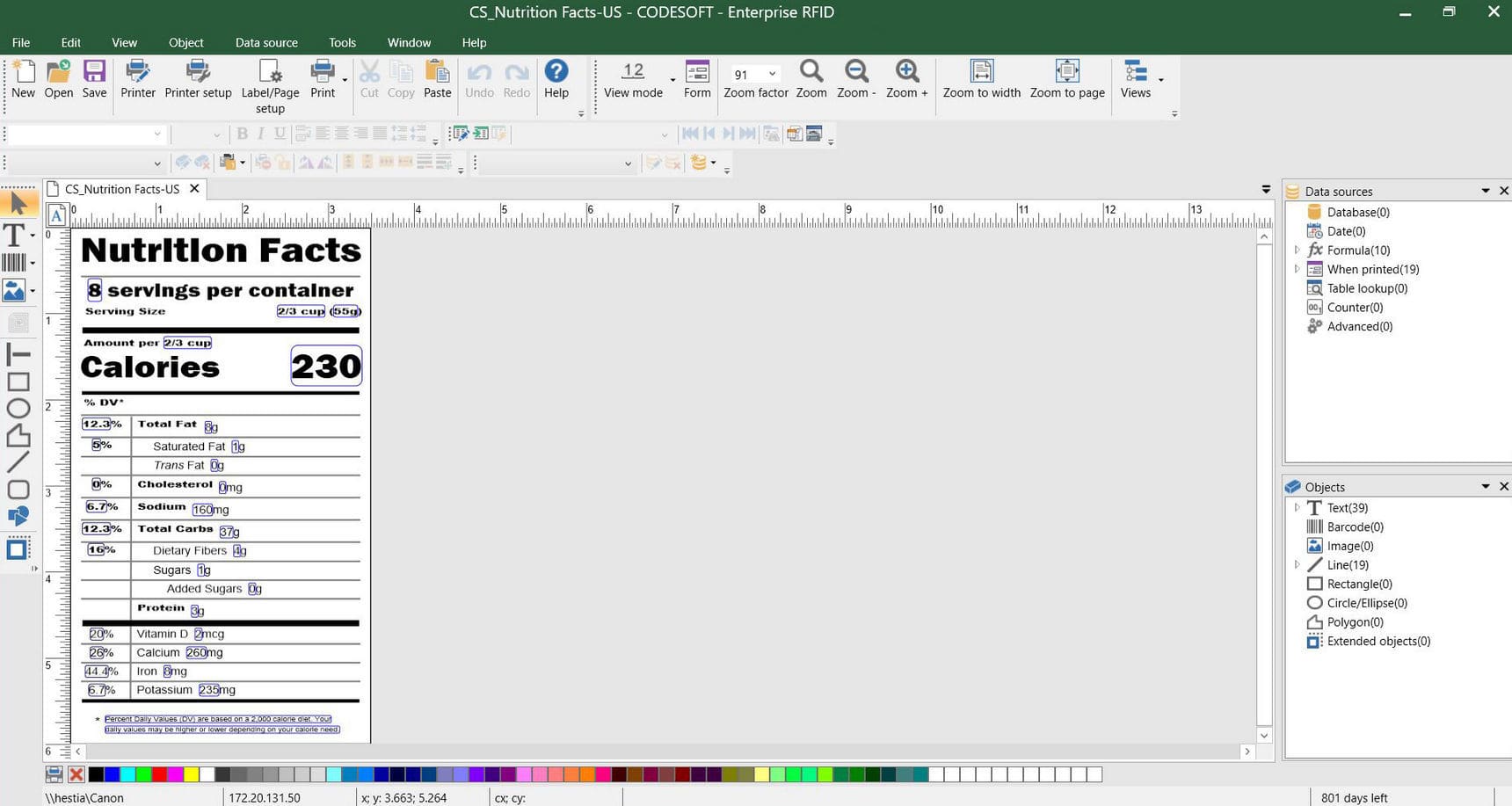 Logiciel de gestion - Nutrition Labeling - TEKLYNX - d'interface / de ...