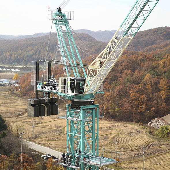 Grue fixe - ED580L-24 - Everdigm - à flèche relevable / à tour / de levage