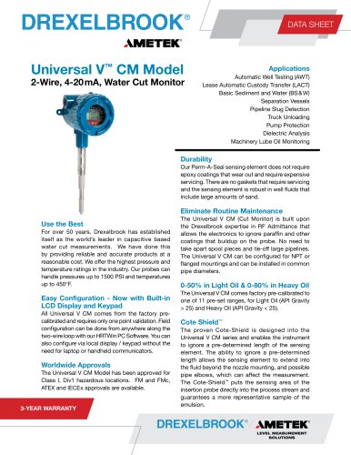 Tous les catalogues et fiches techniques (PDF) AMETEK Drexelbrook