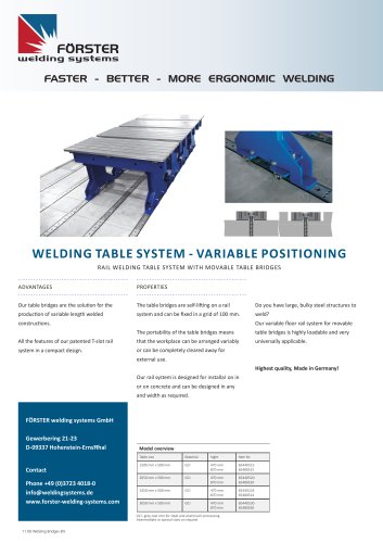 Tous les catalogues et fiches techniques (PDF) FÖRSTER welding systems GmbH