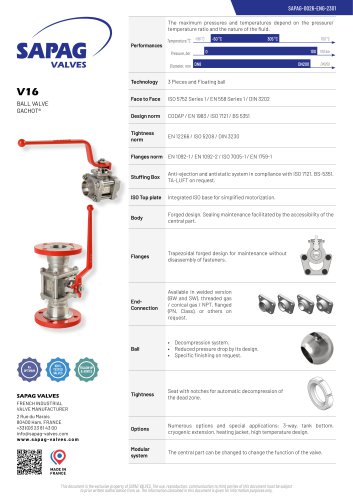 Tous les catalogues et fiches techniques (PDF) Sapag Valves