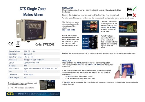 Tous les catalogues et fiches techniques (PDF) Centre Tank Services Ltd