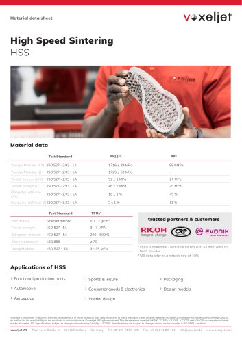 Tous les catalogues et fiches techniques (PDF) Voxeljet